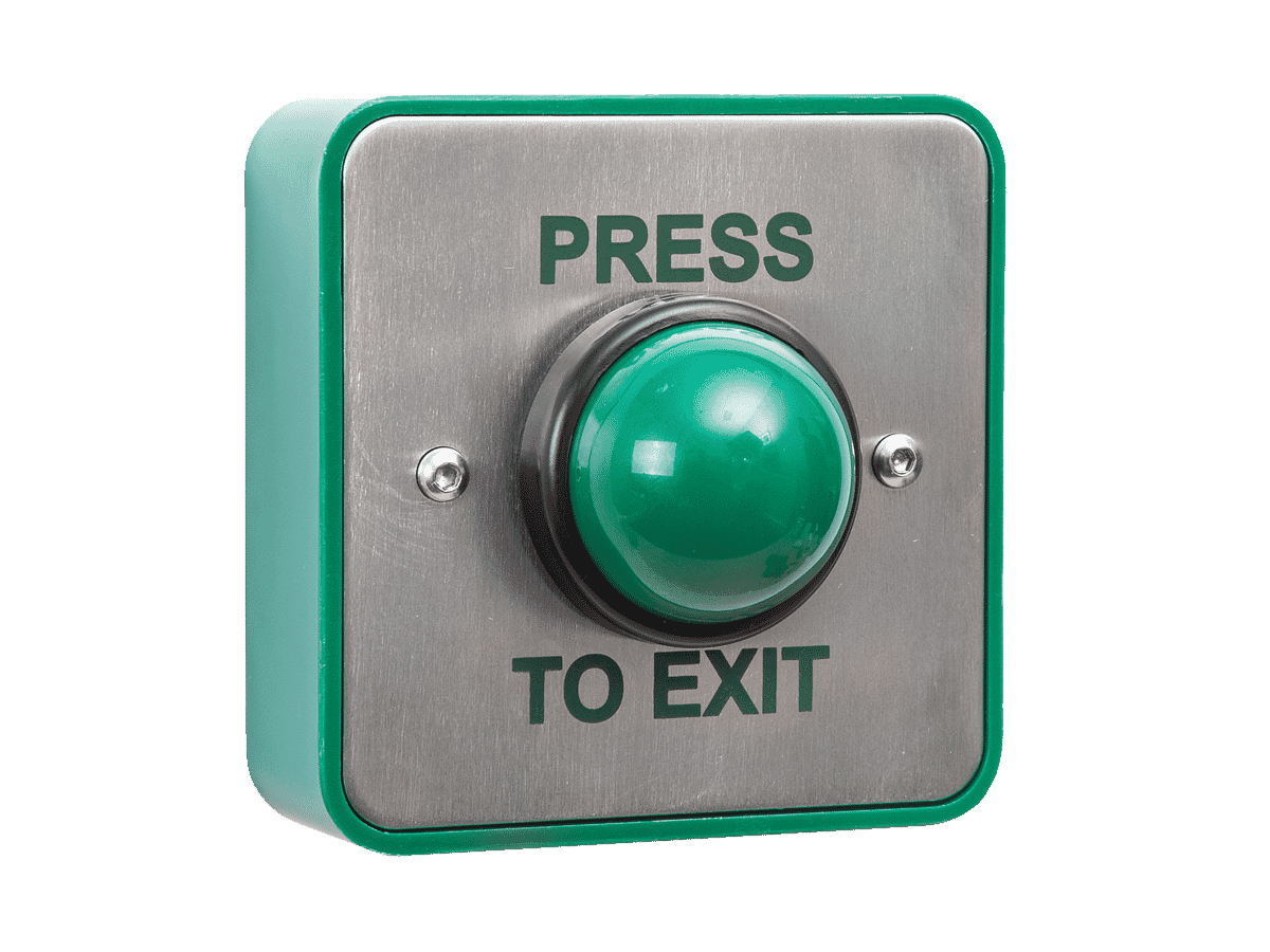 RGL Large Green Stainless Steel Push to Exit Mushroom Button | Connectec.uk
