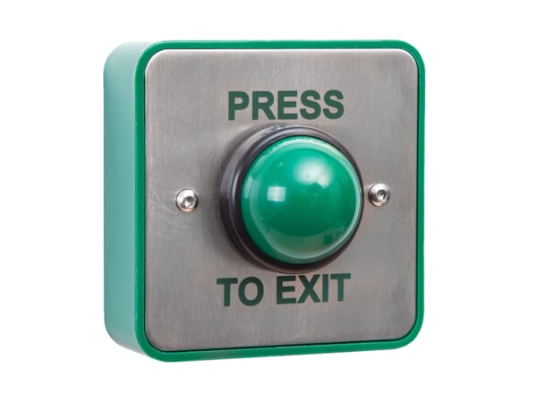 RGL Large Green Stainless Steel Push to Exit Mushroom Button