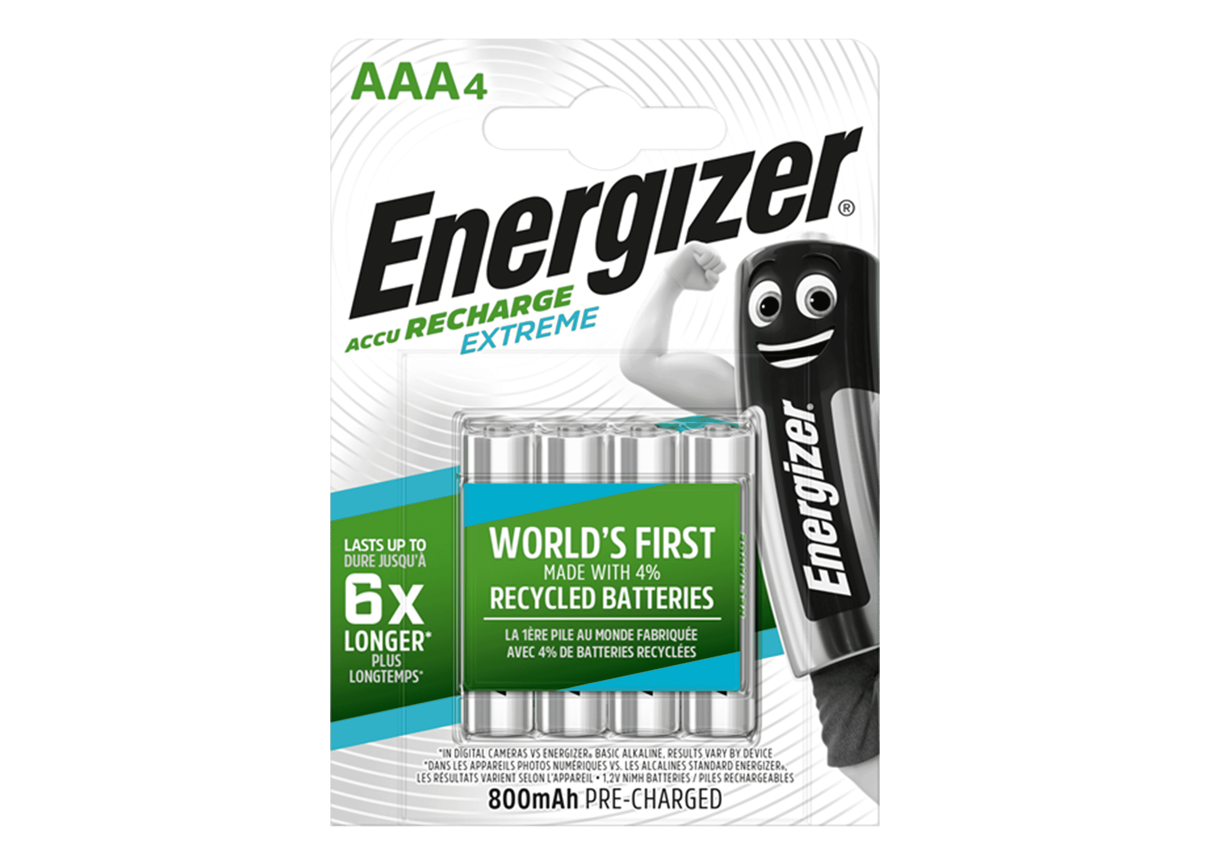 Energizer Extreme Rechargeable AAA 800mah 4 Pack