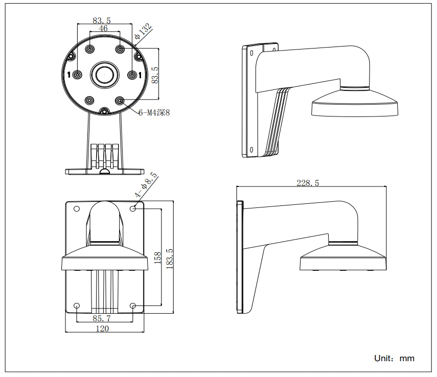 HiLook HIA-B402-130T Turret Camera Wall Bracket