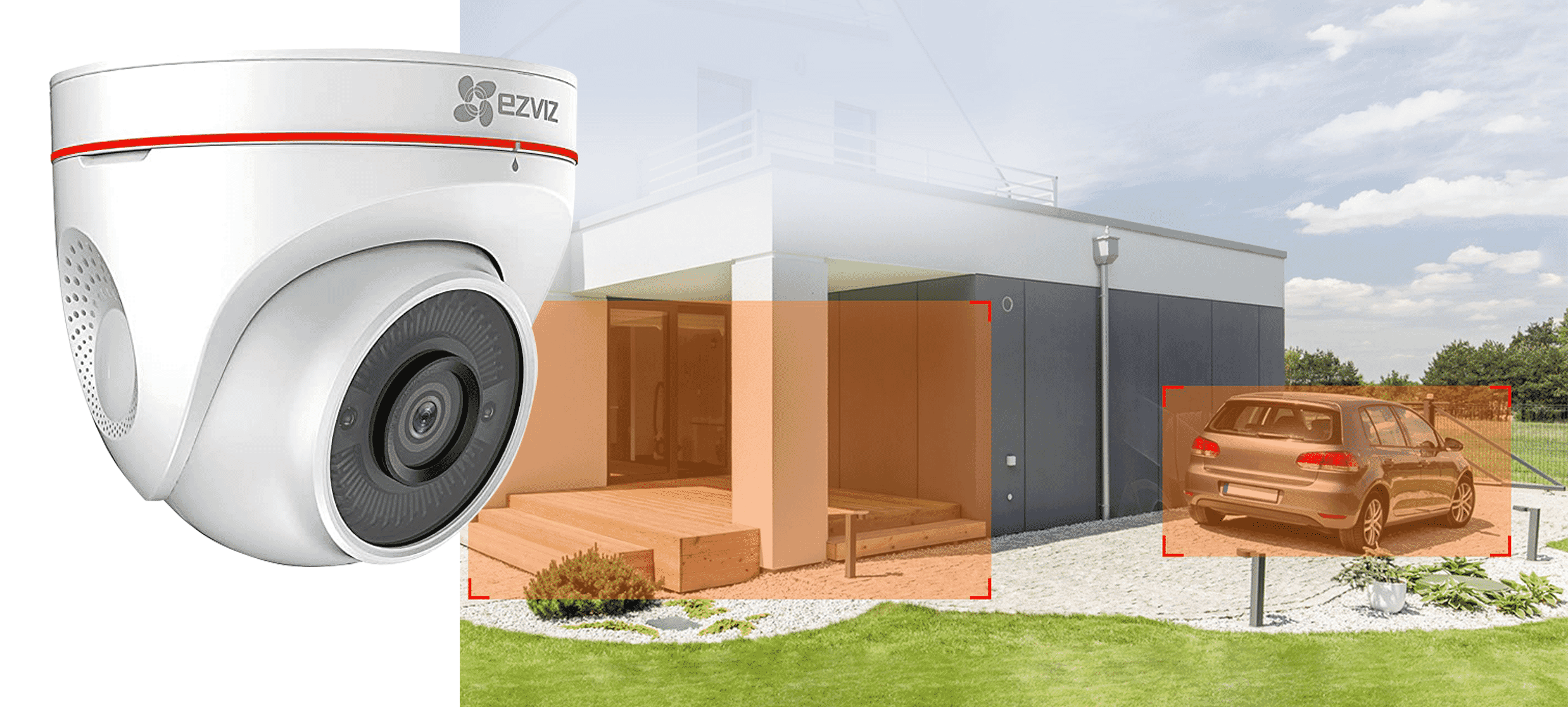 EZVIZ C4W HD Outdoor Smart Security Turret Cam With Siren/Strobe