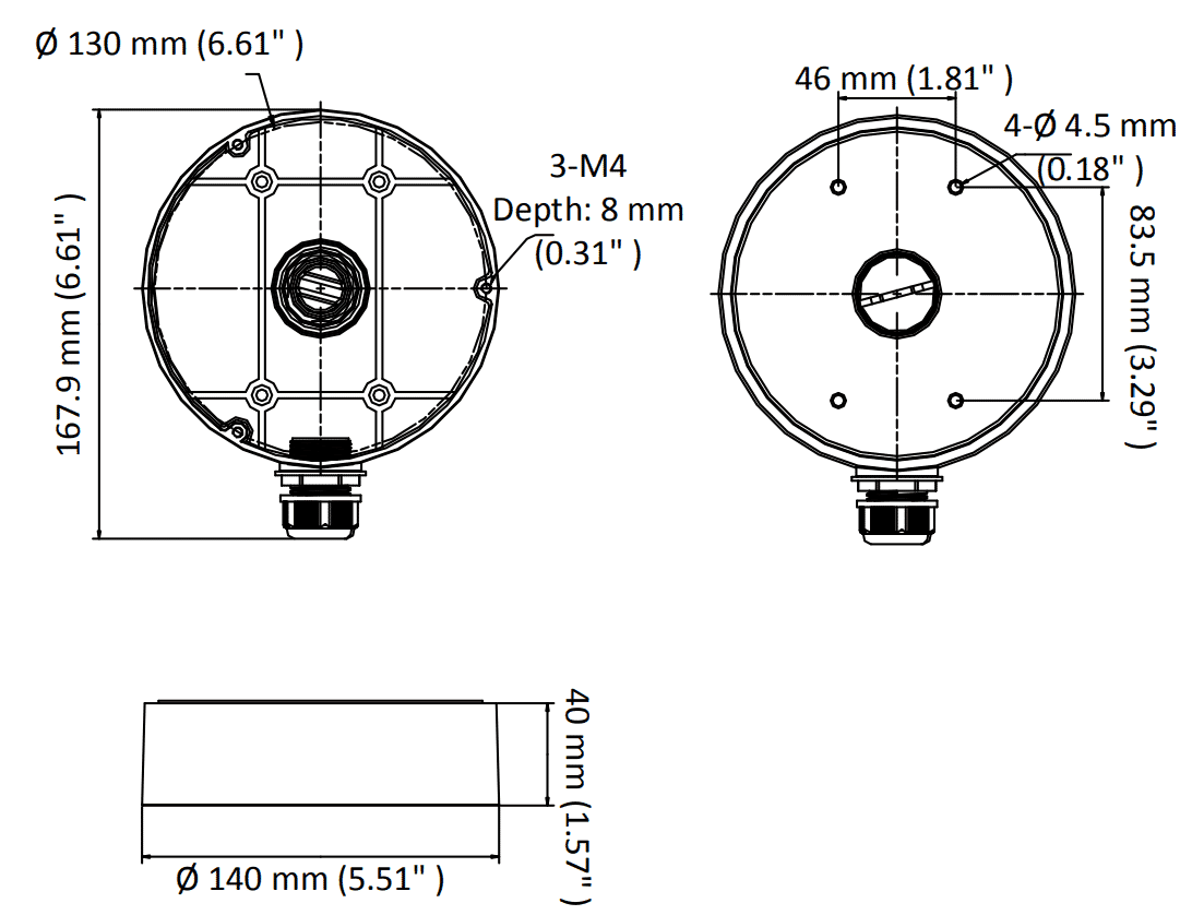 Hikvision DS-1280ZJ-DM45 Dome Camera Deep Base Junction Box