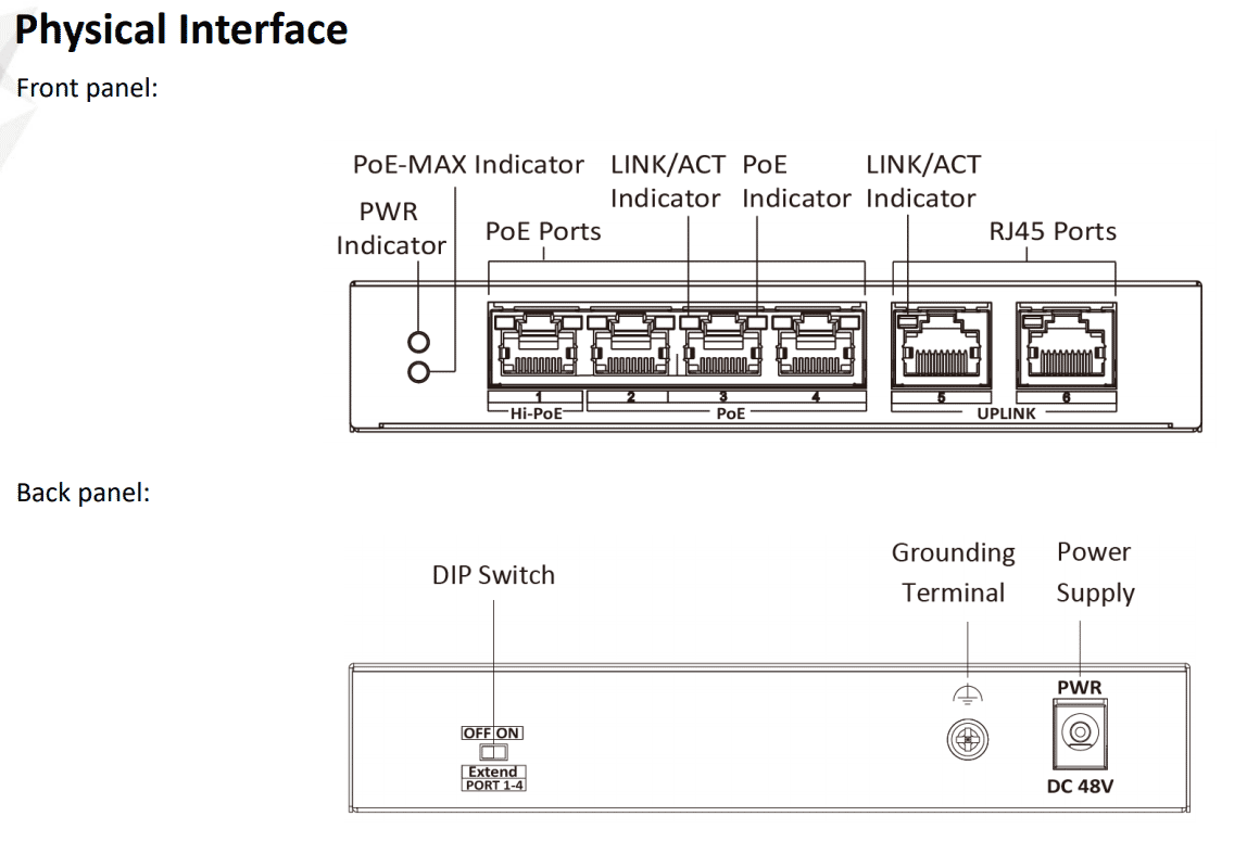 Hikvision DS-3E0106HP-E 6 Port POE Switch with Dual Up-link | Connectec.uk