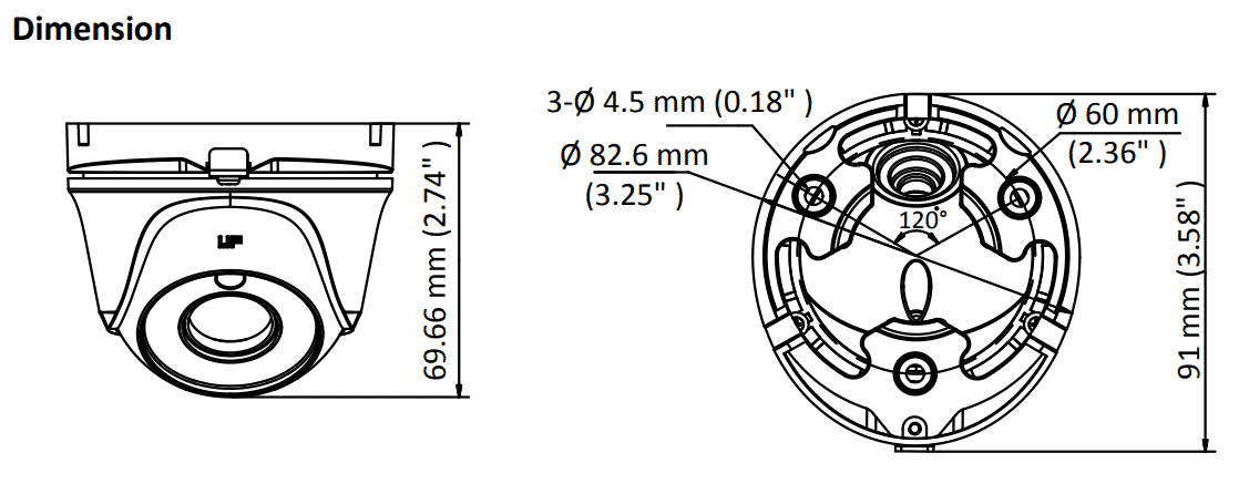 HiLook THC-T120-M 2MP TVI Mini Turret Camera | Connectec.uk