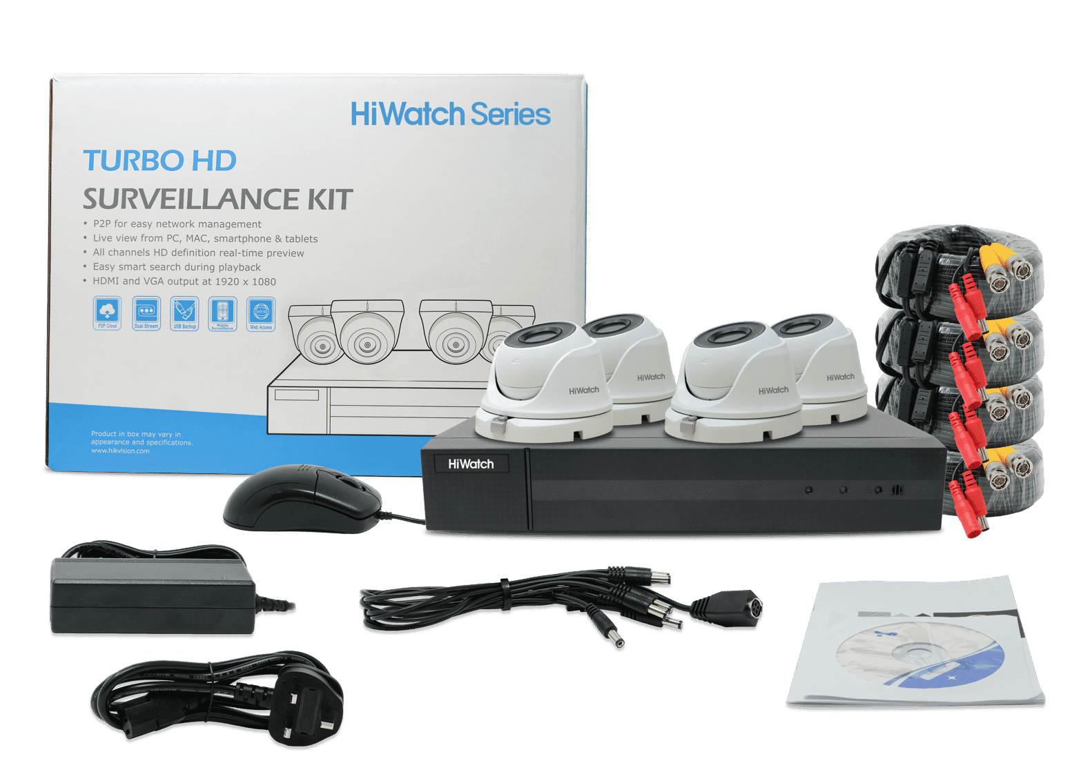 Hiwatch 4CH Turbo Kit with 4x THC-T120-M Cameras