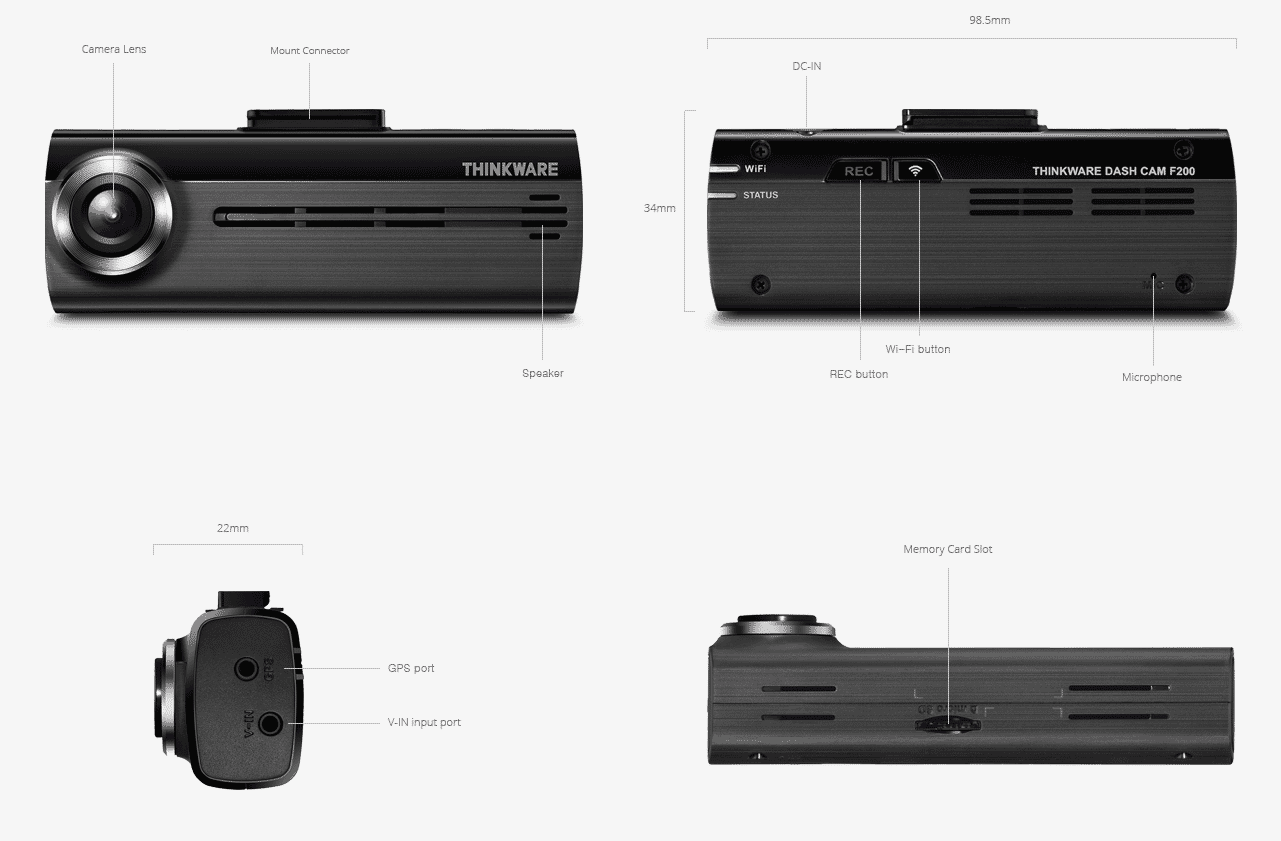 Thinkware F200 Dash Cam (Front and Rear) 16GB with Hardwire Kit ...