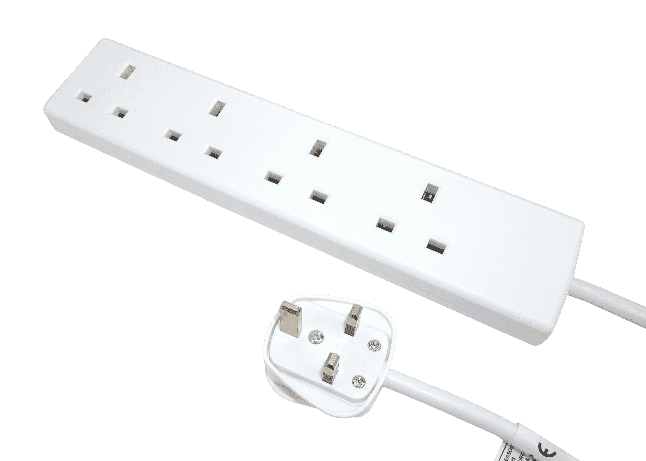 4 Gang White Trailing Extension Lead
