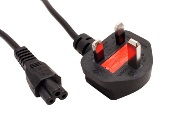 C5 Cloverleaf Power Cable UK Plug 3A Black 1.8m