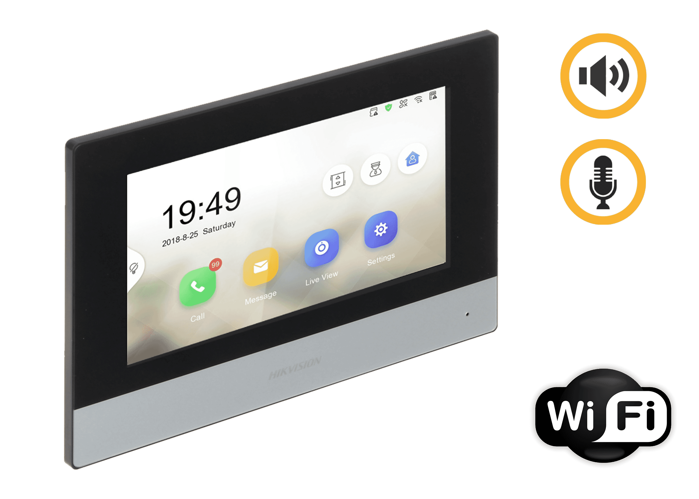 Hikvision DS-KH6320-WTE1 7" Intercom Touch Monitor with WiFi | Connectec.uk
