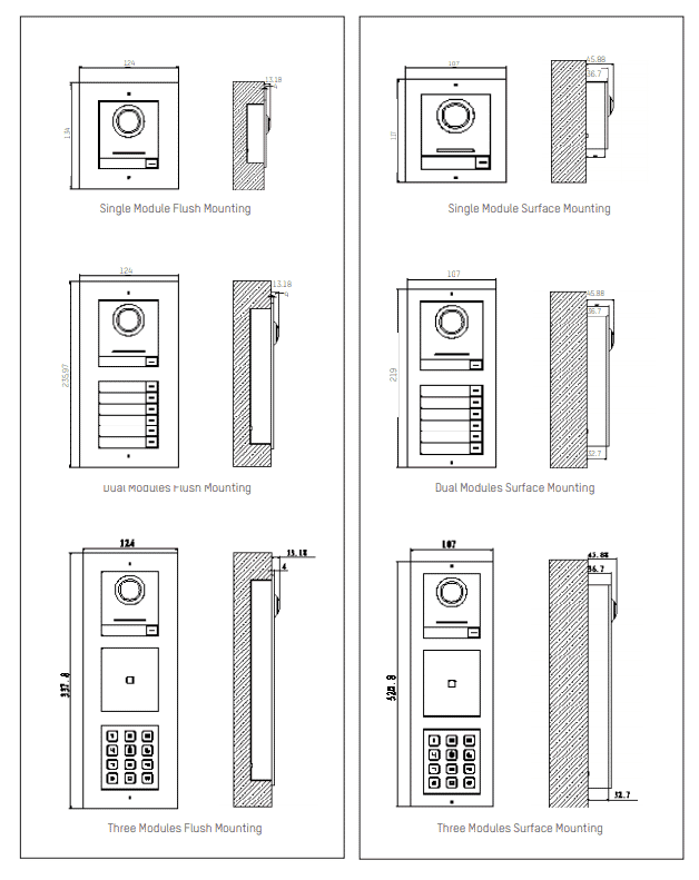 Hikvision DS-KD-ACW3/S Stainless Steel Surface Mount Intercom Frame