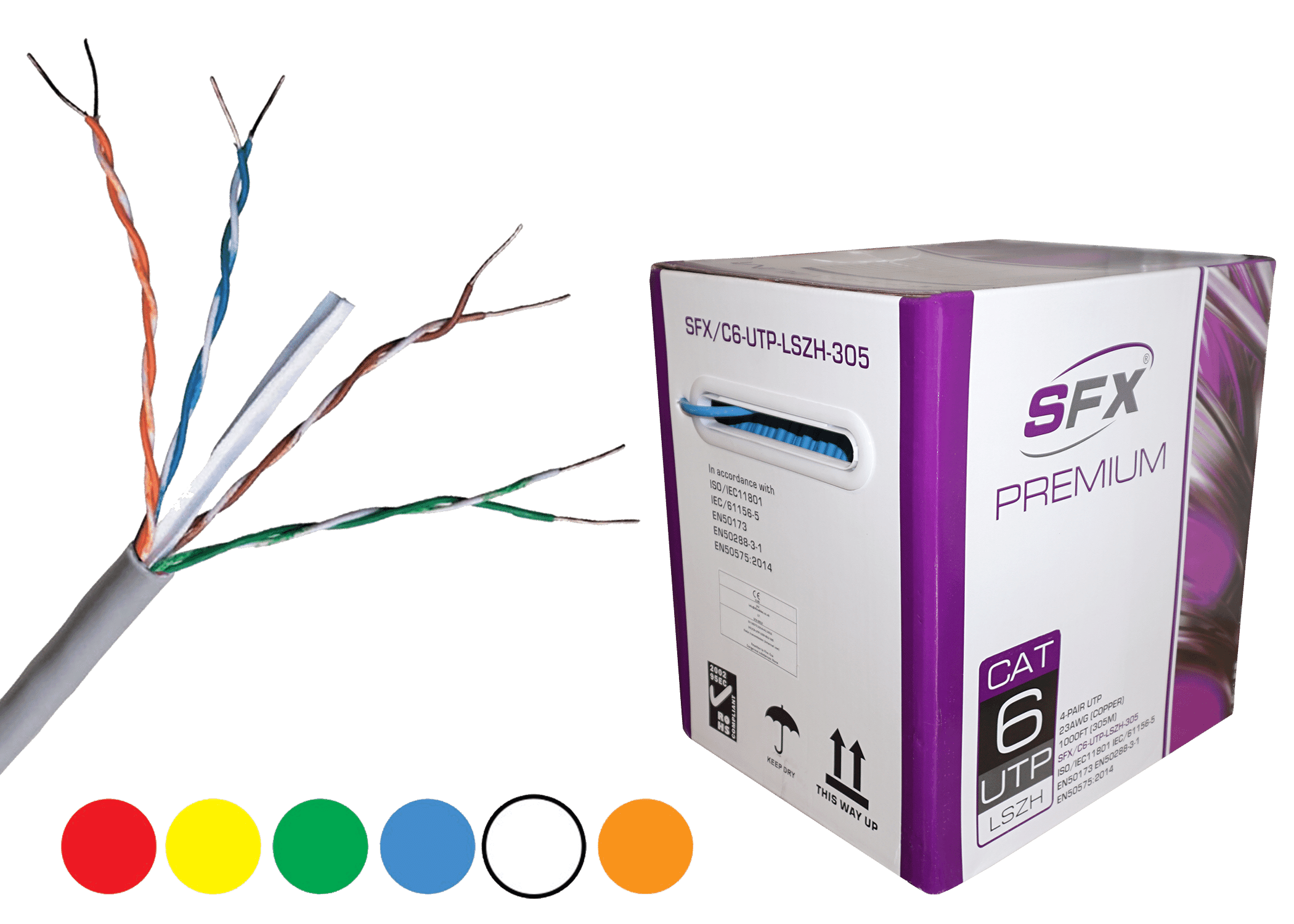 Cat6 UTP LSZH Colour Range 305m Boxes | Connectec.uk
