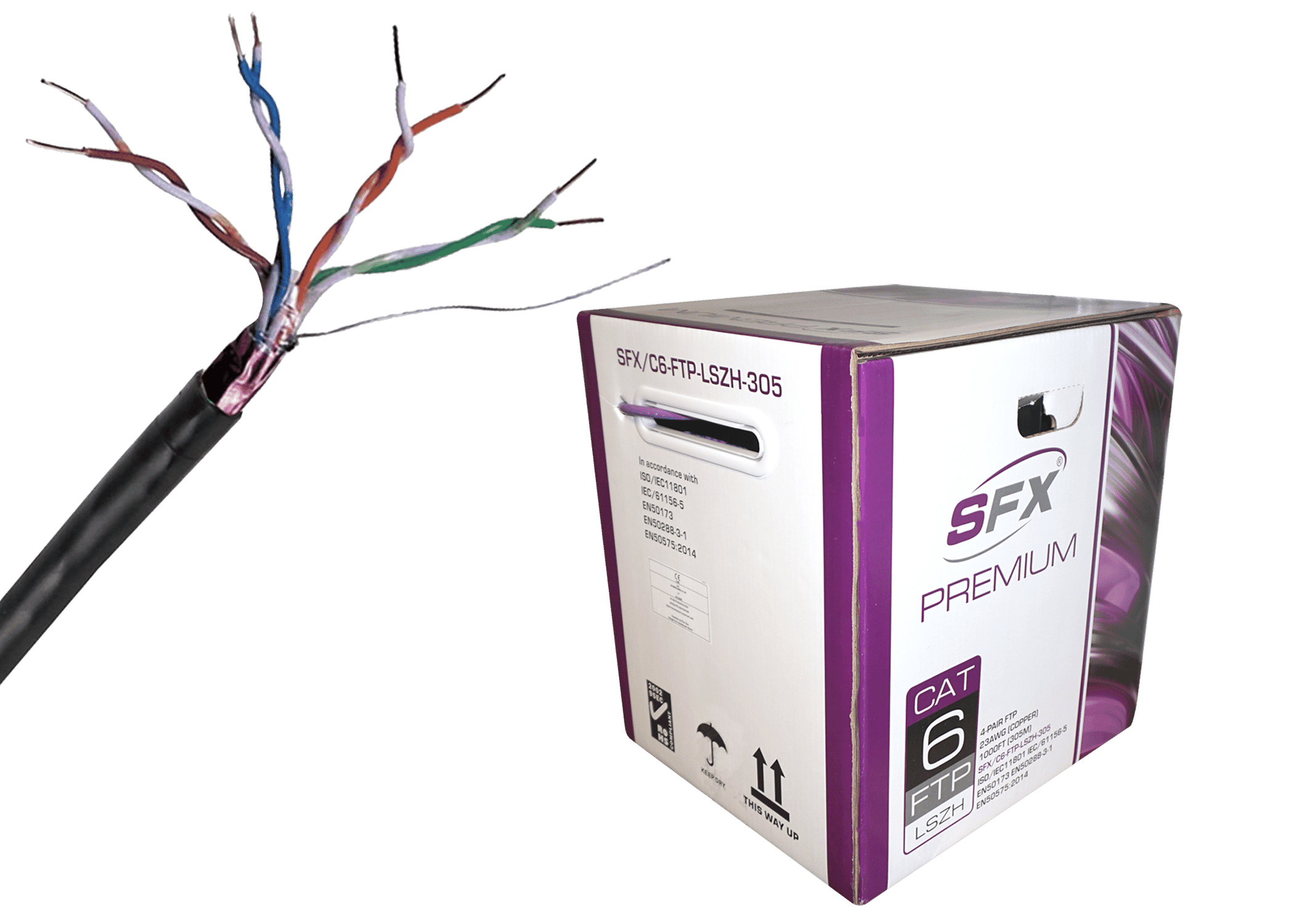 Cat 6 FTP LSZH Shielded Data Cable Purple 305m | Connectec.uk