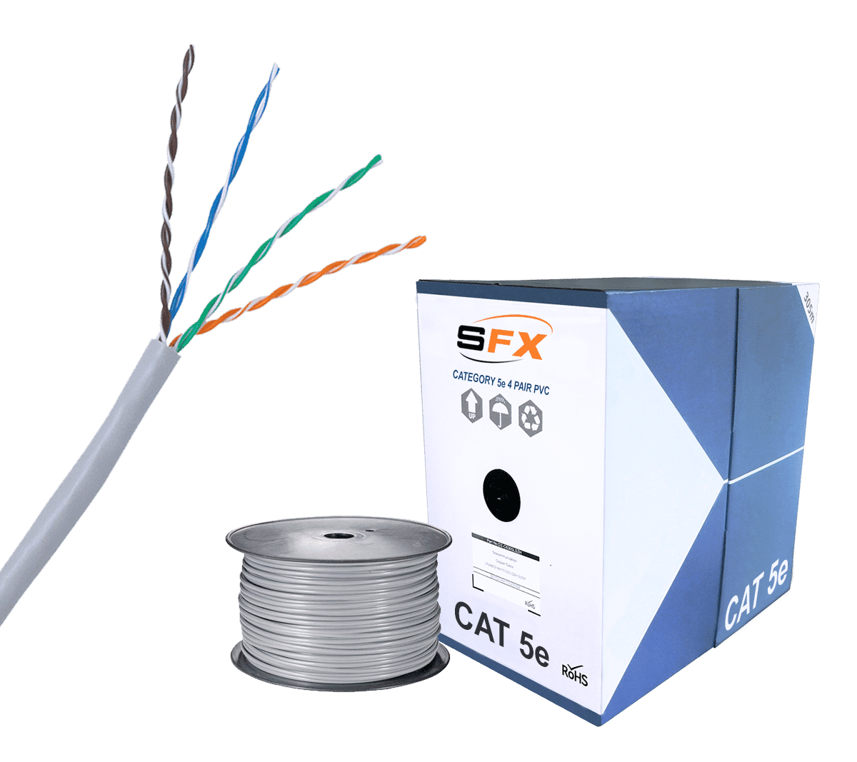 Cat 5e UTP PVC Grey Solid Network Cable | Connectec.uk