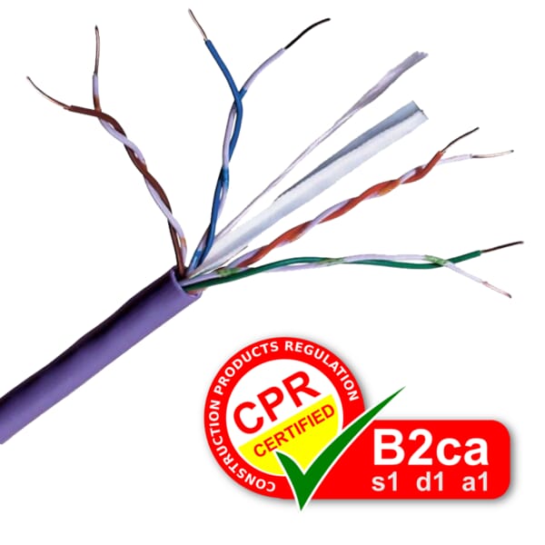 Cat 6 UTP LSZH B2ca Purple Solid Network Cable 305m | Connectec.uk