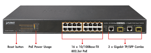 Planet FGSW-1816HPS 16 Port Managed POE Switch