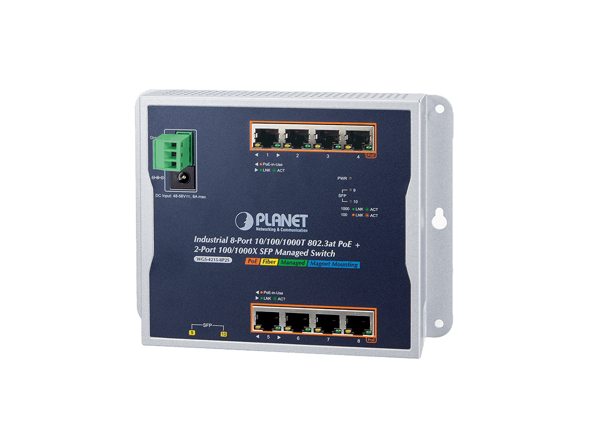 Planet WGS-4215-8P2S Industrial 8 Port PoE+ SFP Switch | Connectec.uk