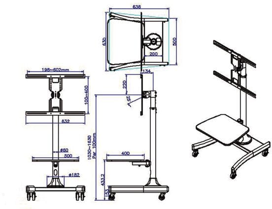 Mobile large format display screen or TV mounting trolley | Connectec.uk