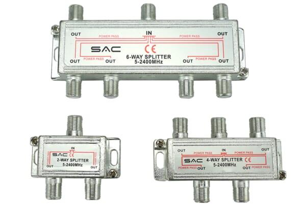 2 Way Aerial or Satellite Splitter with DC Pass