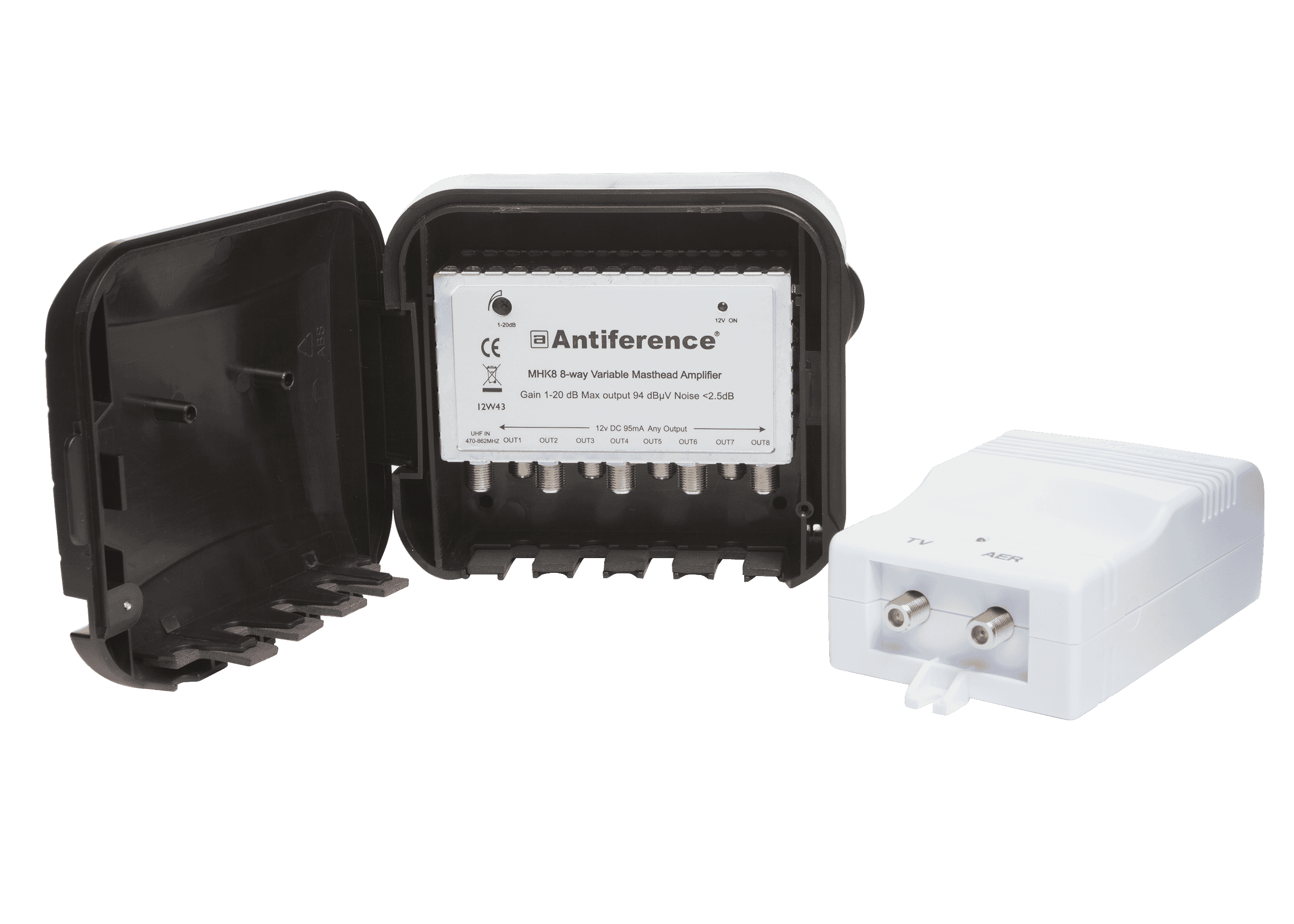 Antiference Masthead Amplifier with Power Supply 1-20db