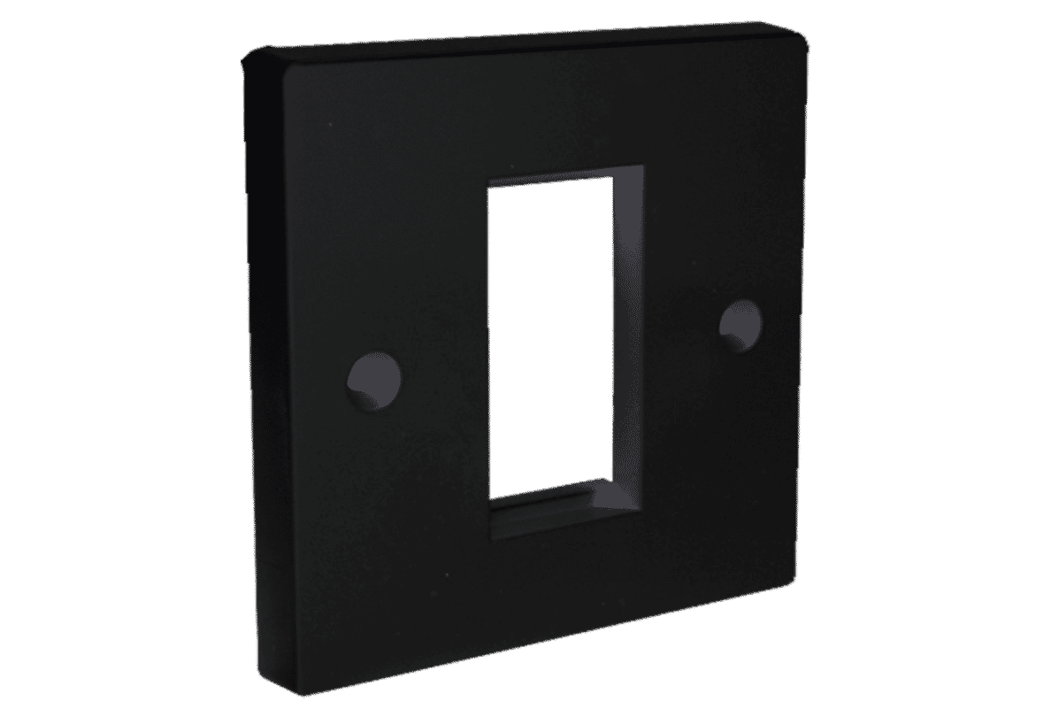 Single Gang 1 Module Flat Euro Faceplate Black | Connectec.uk