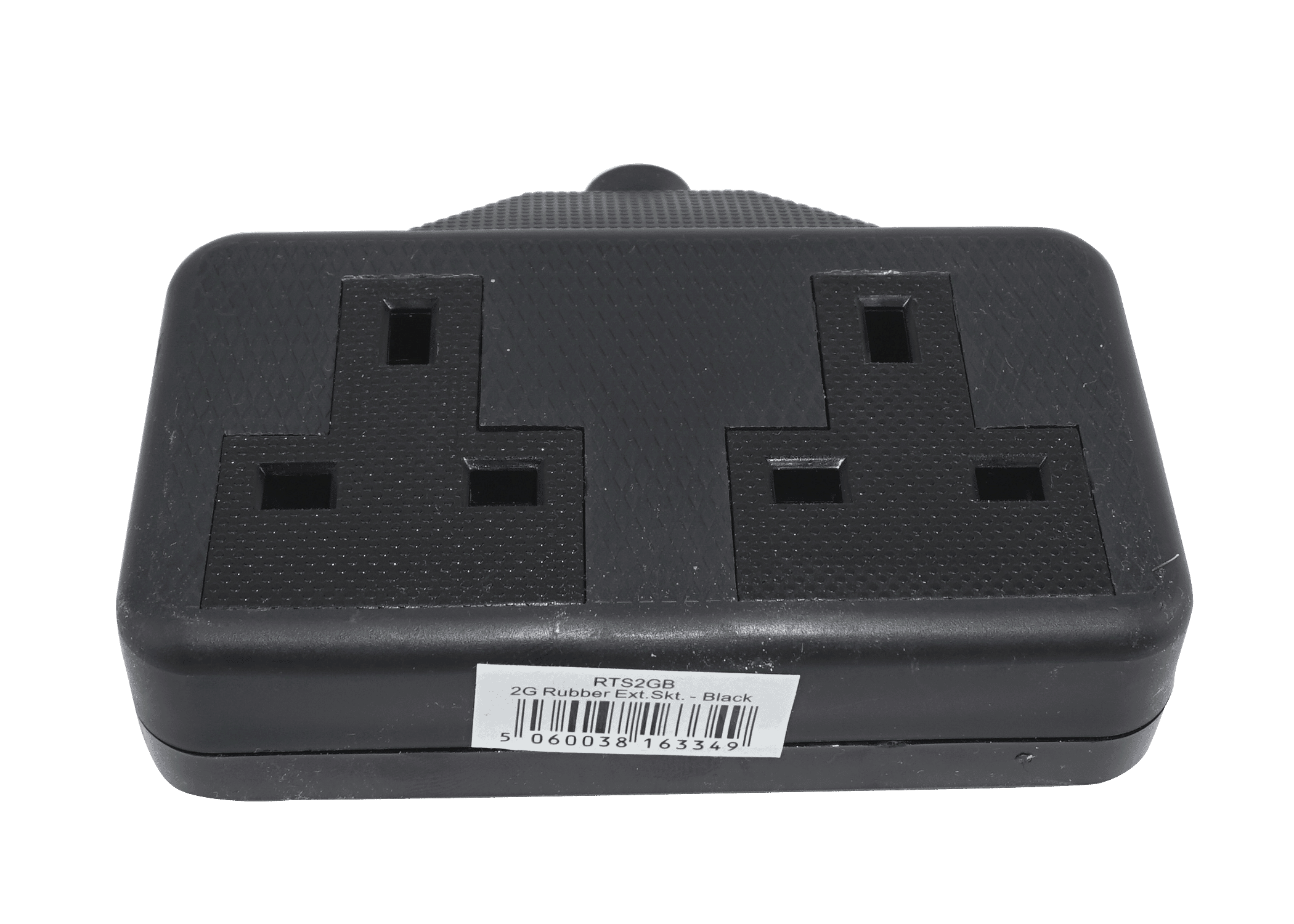 2 Gang Rubber Trailing Socket 13 amp Black