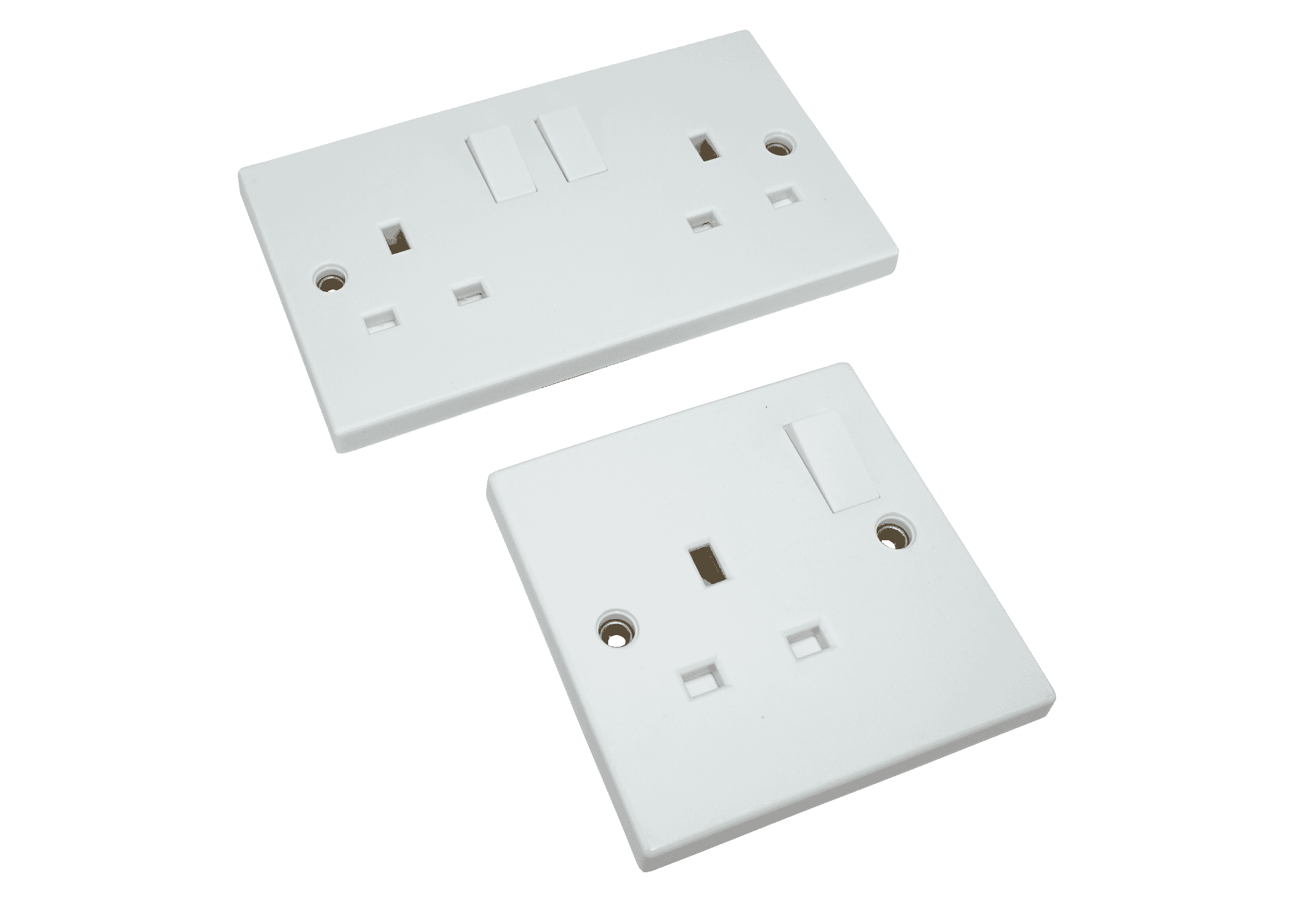 13A Switched 3 Pin UK White Plastic Mains Socket | Connectec.uk