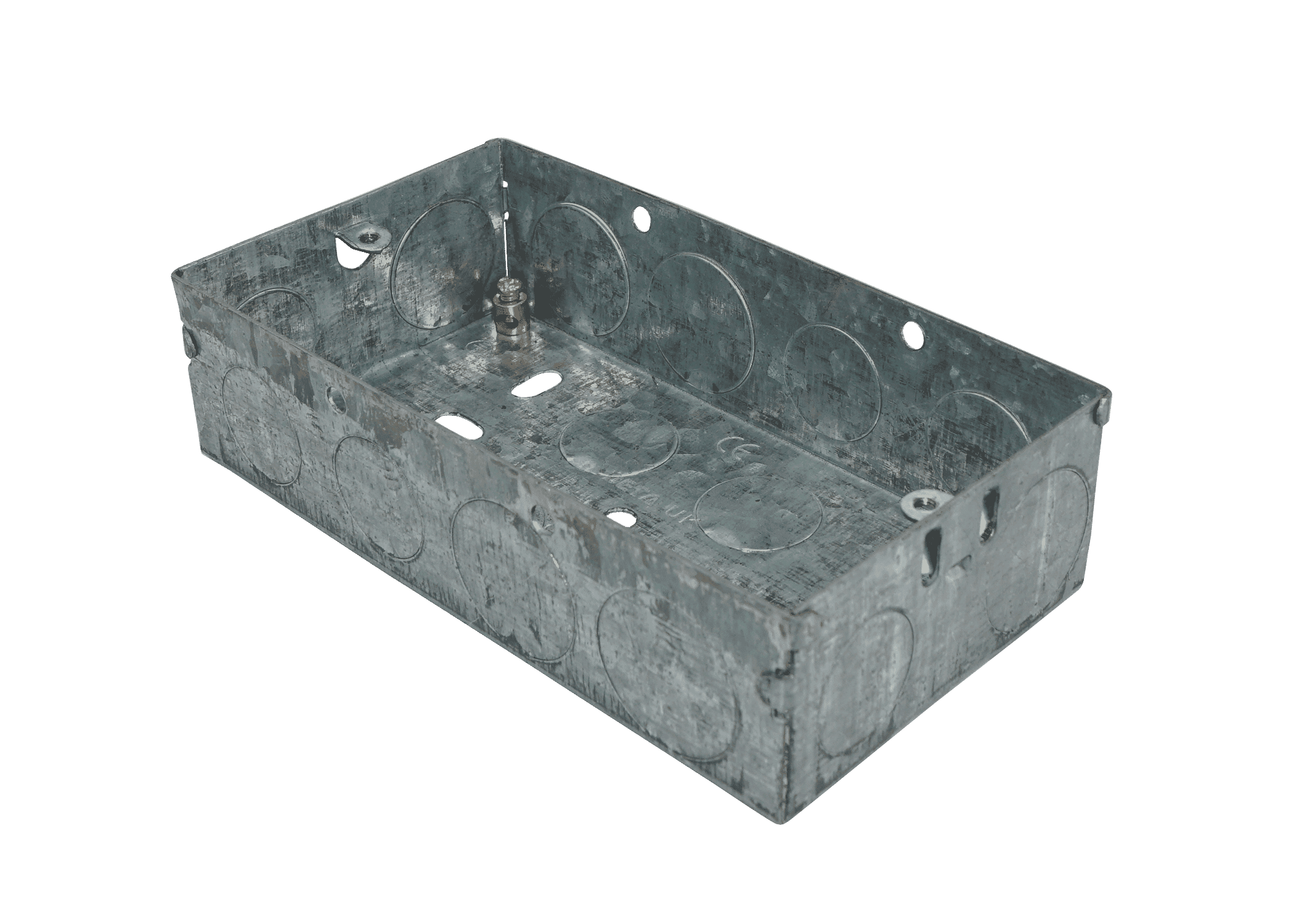 Double Gang Galvanised Steel Back Box Pattress 35mm | Connectec.uk