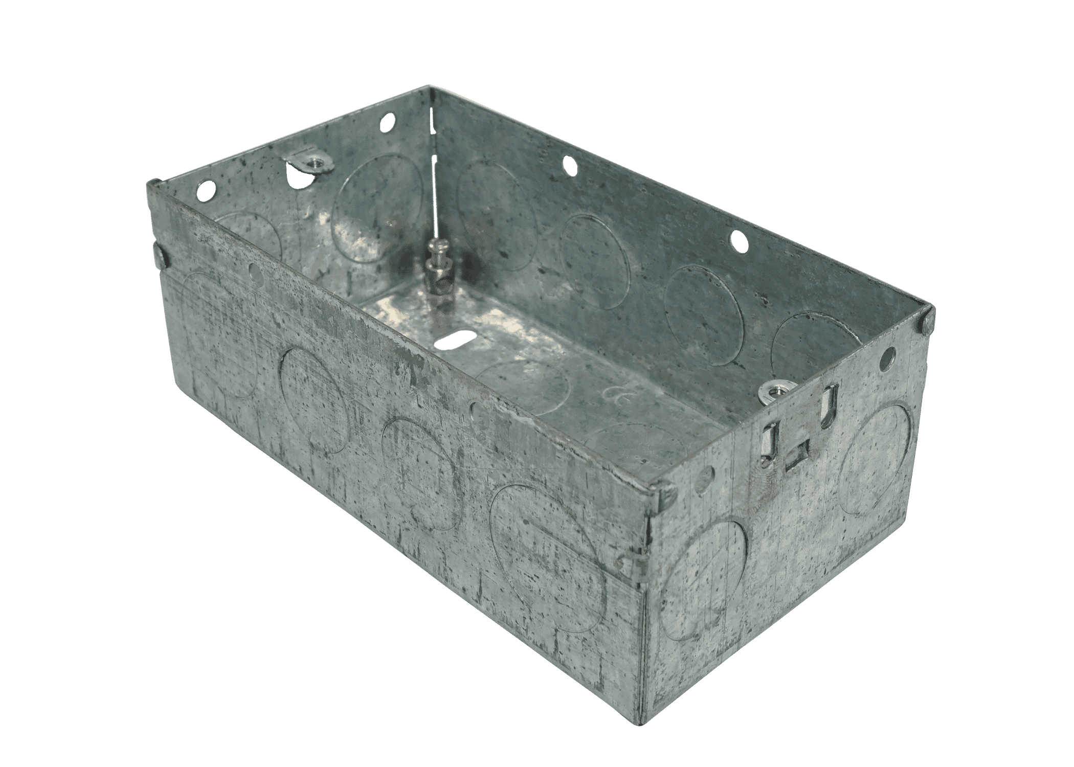 Double Gang Galvanised Steel Back Box Pattress 47mm | Connectec.uk