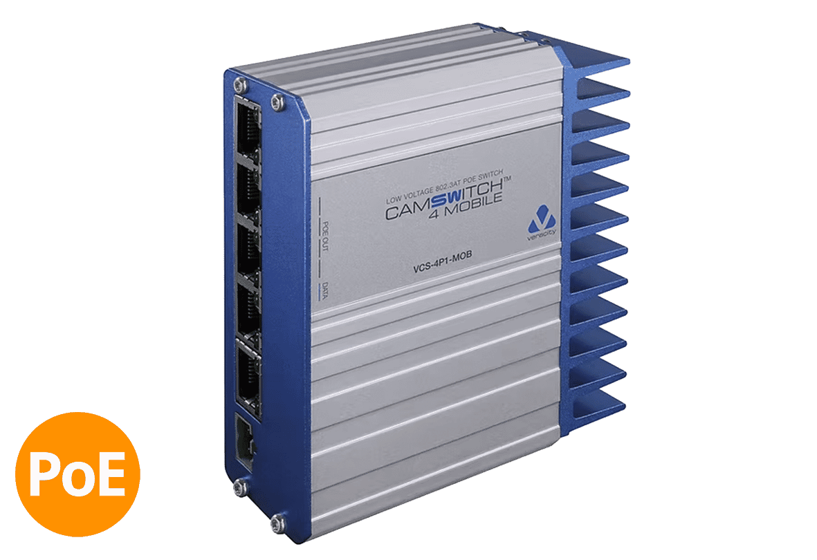 Veracity CAMSWITCH 4 MOBILE VCS-4P1-MOB Low voltage PoE plus switch 12/24V