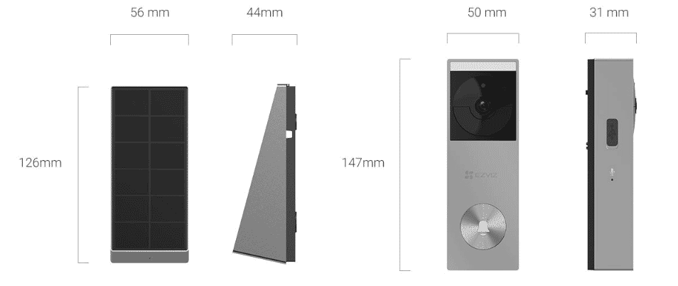 EZVIZ HP3 PRO 2K Battery Powered Video Doorbell with Solar Panel
