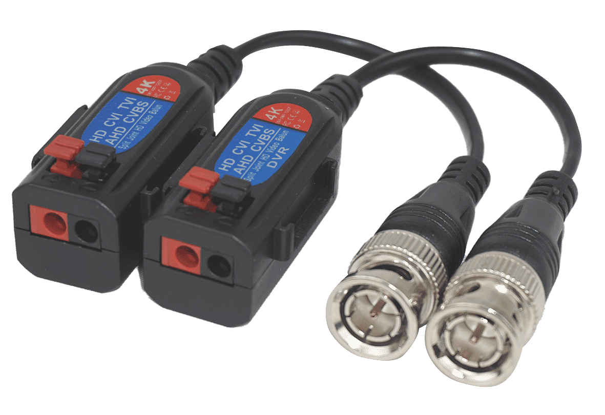 Premium 8MP 4K HD 2-Wire Pigtail Video Balun with Push Terminals