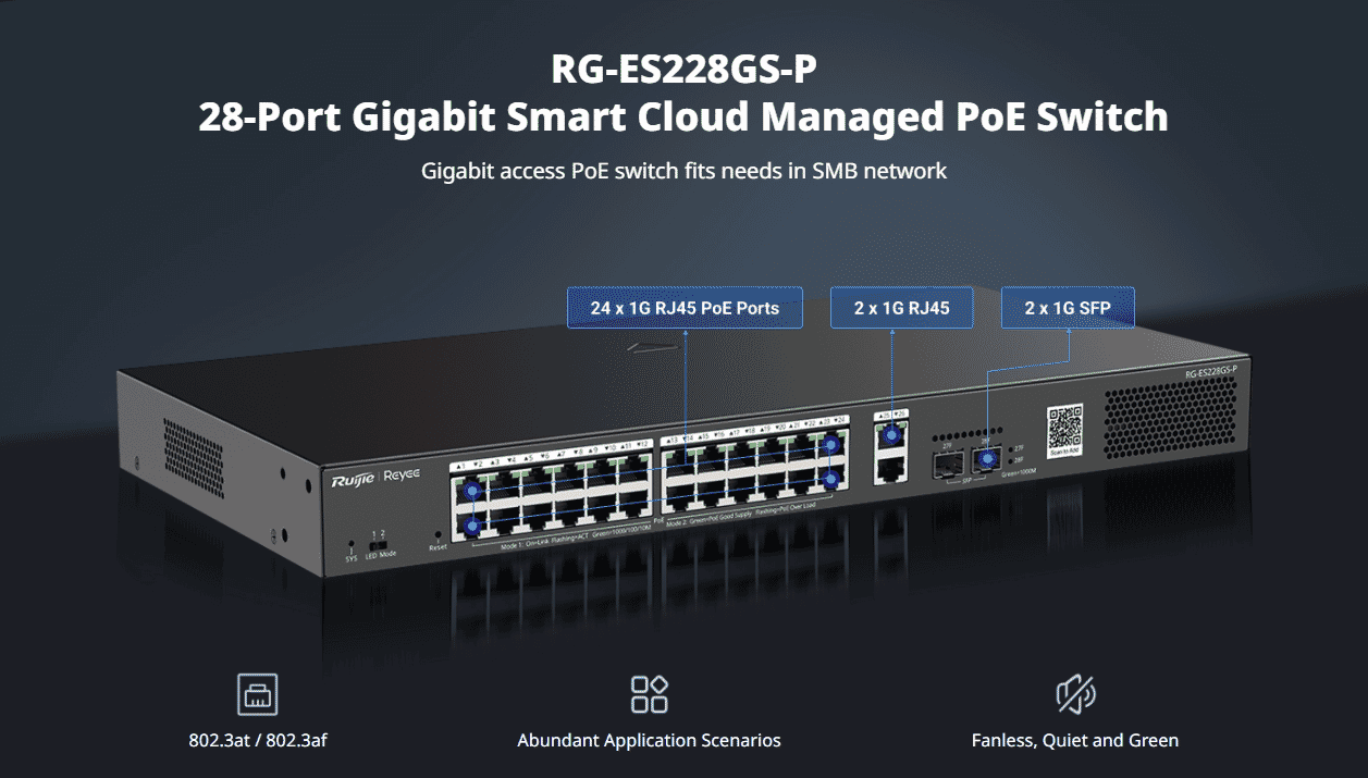 Ruijie RG-ES228GS-P 28-Port Gigabit Smart POE Switch