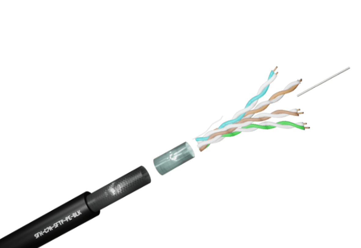 Cat 7A S/FTP PE External Data Cable Black 305m Reel