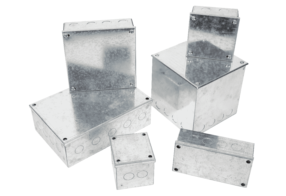 Galvanised Adaptable Box with Knock-0ts and Screw-on Lid