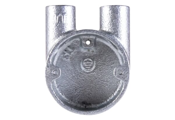 Deta 2 Way U Conduit Box, Galvanised Malleable - 20mm (Internal Depth 25mm)