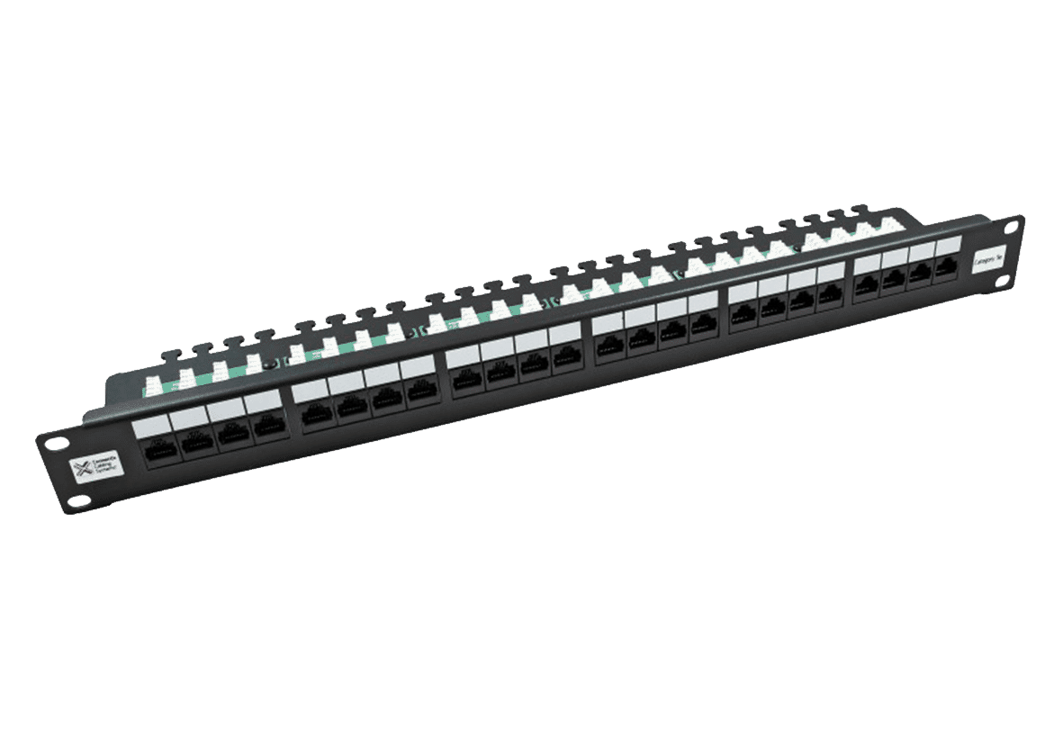 24 Port Cat5e UTP 20/20 Right Angled Patch Panel