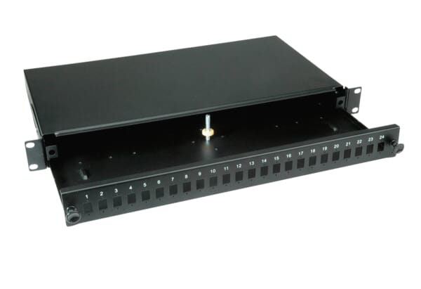 19-Inch Fibre Optic Splice Panel Steel Drawer with 24 Coupling Sockets