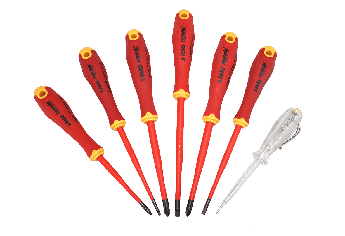 Felo SD Ergonomic VDE Insulated Slimline 7-Piece Screwdriver Set