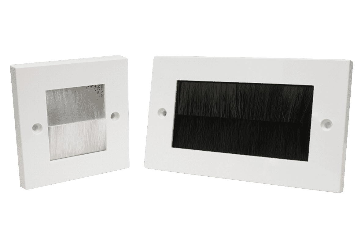 Flat Euro Brush Faceplate Module - White Frame