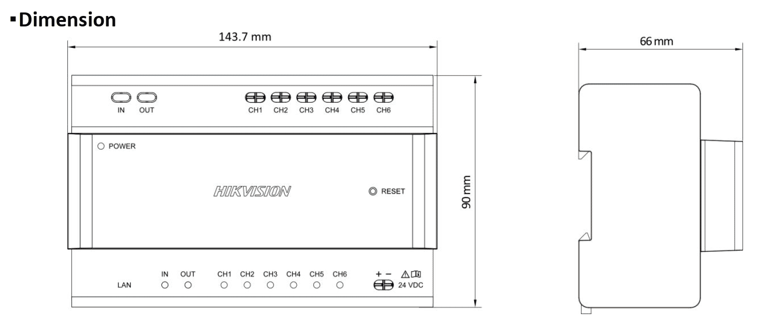 Hikvision DS-KAD706Y-S 2-Wire Intercom Master Distributor with Loop-Through