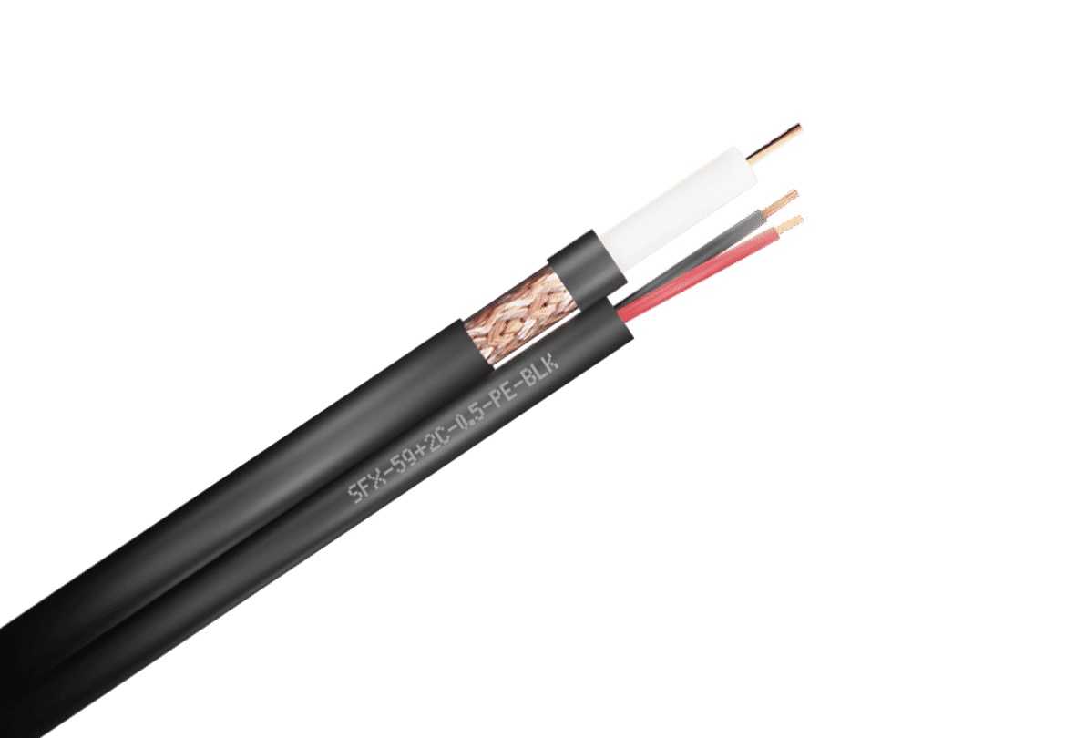 External PE RG59 Coax and 0.5mm Power Shotgun Cable 100m