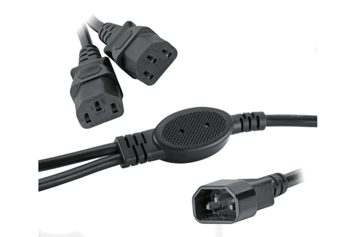 2x C13 Female to 1x C14 Male IEC Splitter Extension Cable