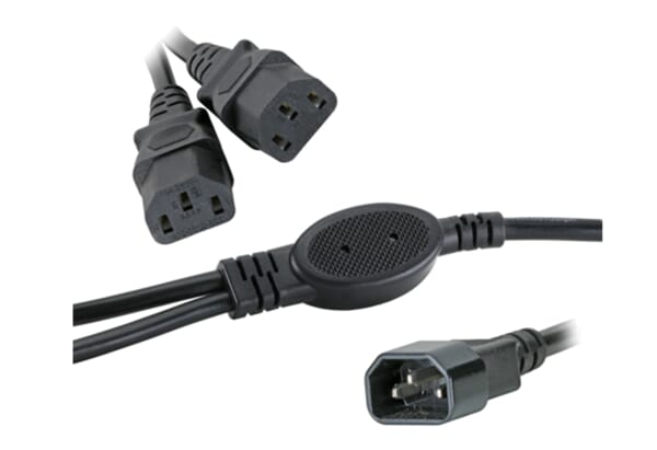 2x C13 Female to 1x C14 Male IEC Splitter Extension Cable