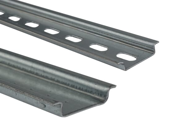 Galvanised Steel DIN Rail Top Hat 35mm Wide x 1m Length (Slotted or Plain)
