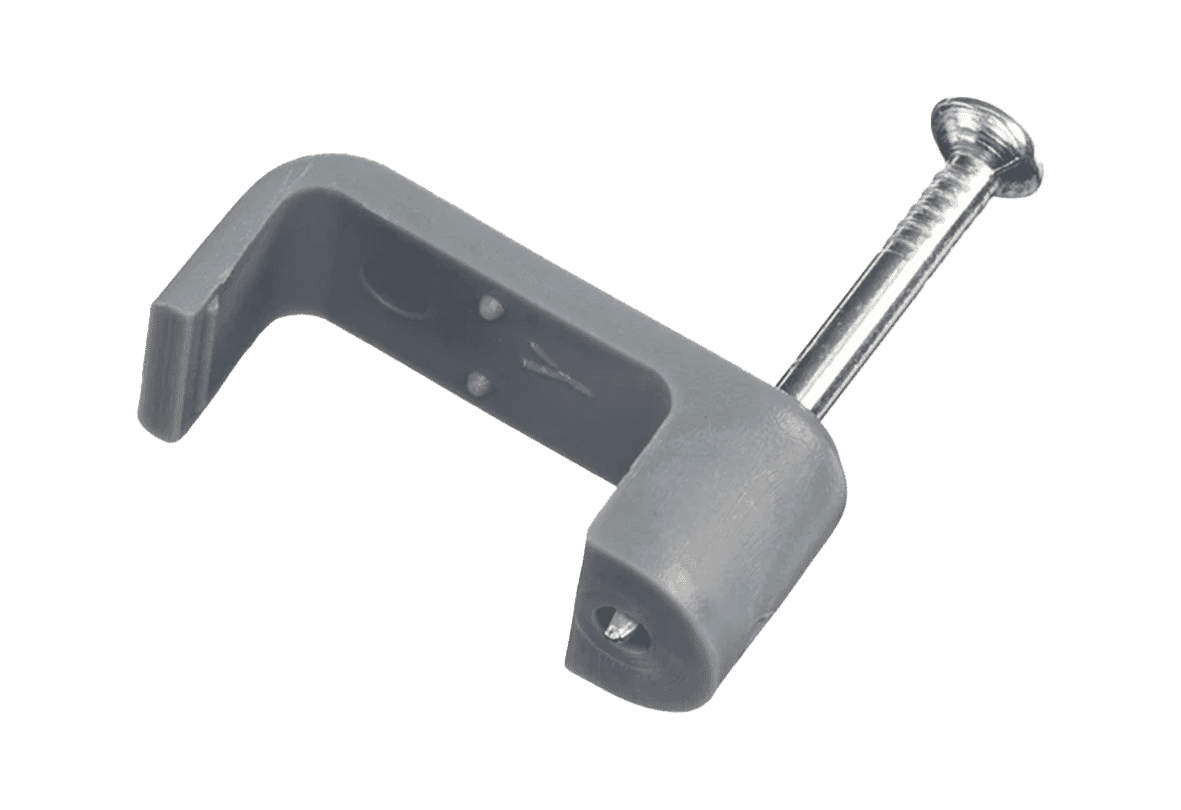 Twin and Earth Flat Cable Clips 16.0mm Grey 100 Pack