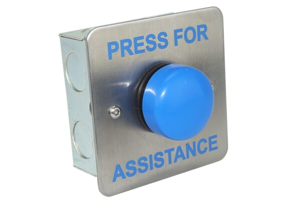 RGL EBB02/PFA Blue Double Pole Button - Press for Assistance