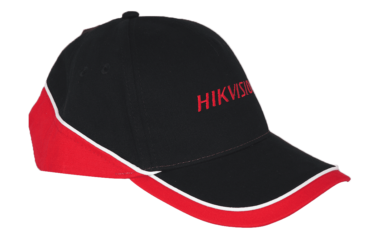 Hikvision Logo Adult One-Size Premium Baseball Cap Black / Red / White