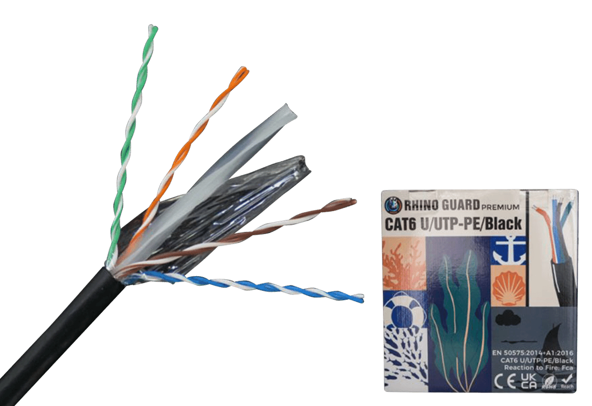 Rhino Guard Premium Cat6 U/UTP-PE/Black Solid Network Cable 305m