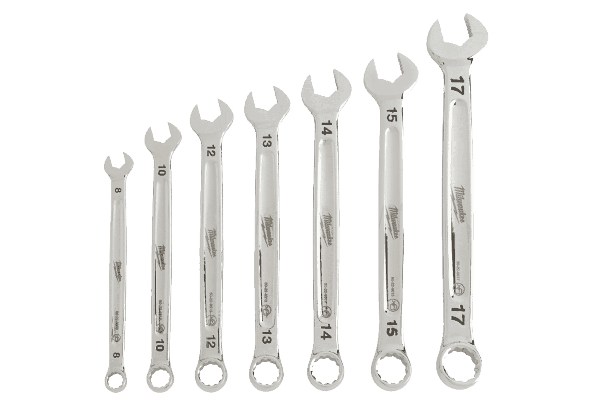 Milwaukee 7 pcs Metric 8mm - 17mm Comb Spanner Set