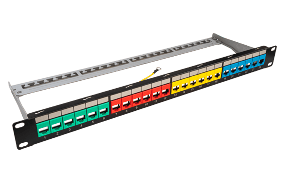 TUK Colour Coded 1U 24 Port Keystone Patch Panel with 6 x 4 Colours